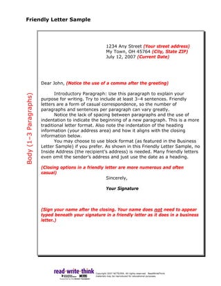 Friendly Business Letter Template