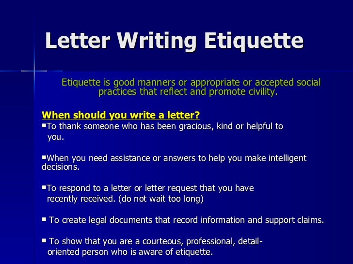 Letter Writing Etiquette