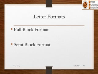 Letter Writing.ppt | Business | Business and Finance