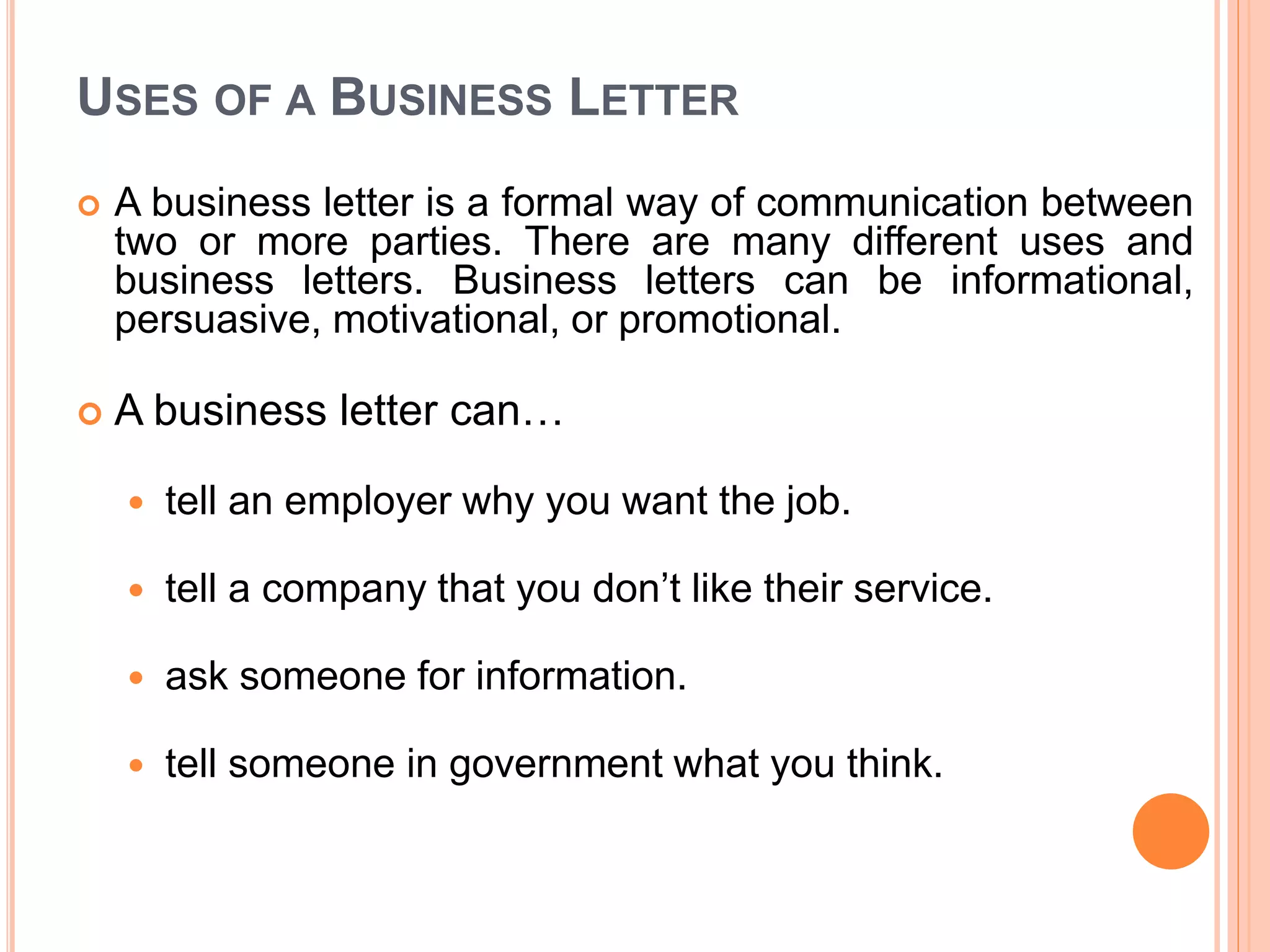 Letter writing business letters | PPT