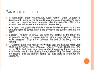 Letter writing business letters | PPT