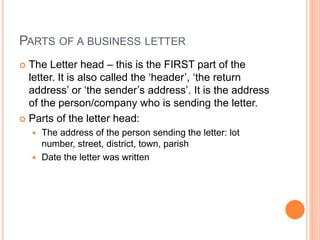 Letter writing the business letter | PPTX