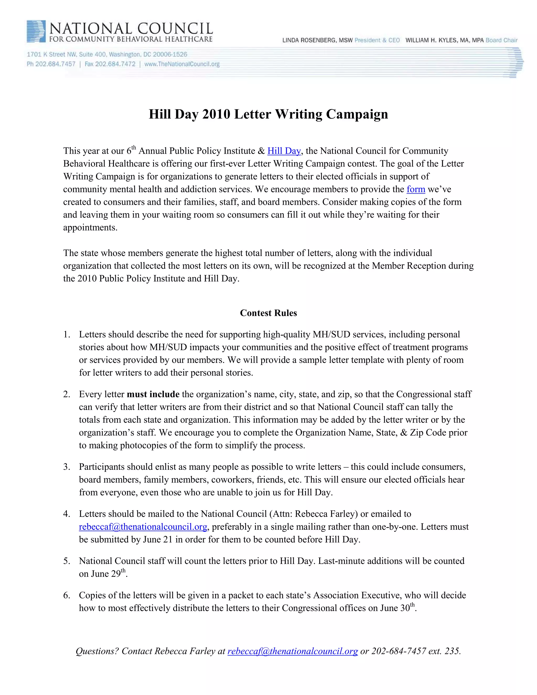 Letter writing campaign rules | PDF