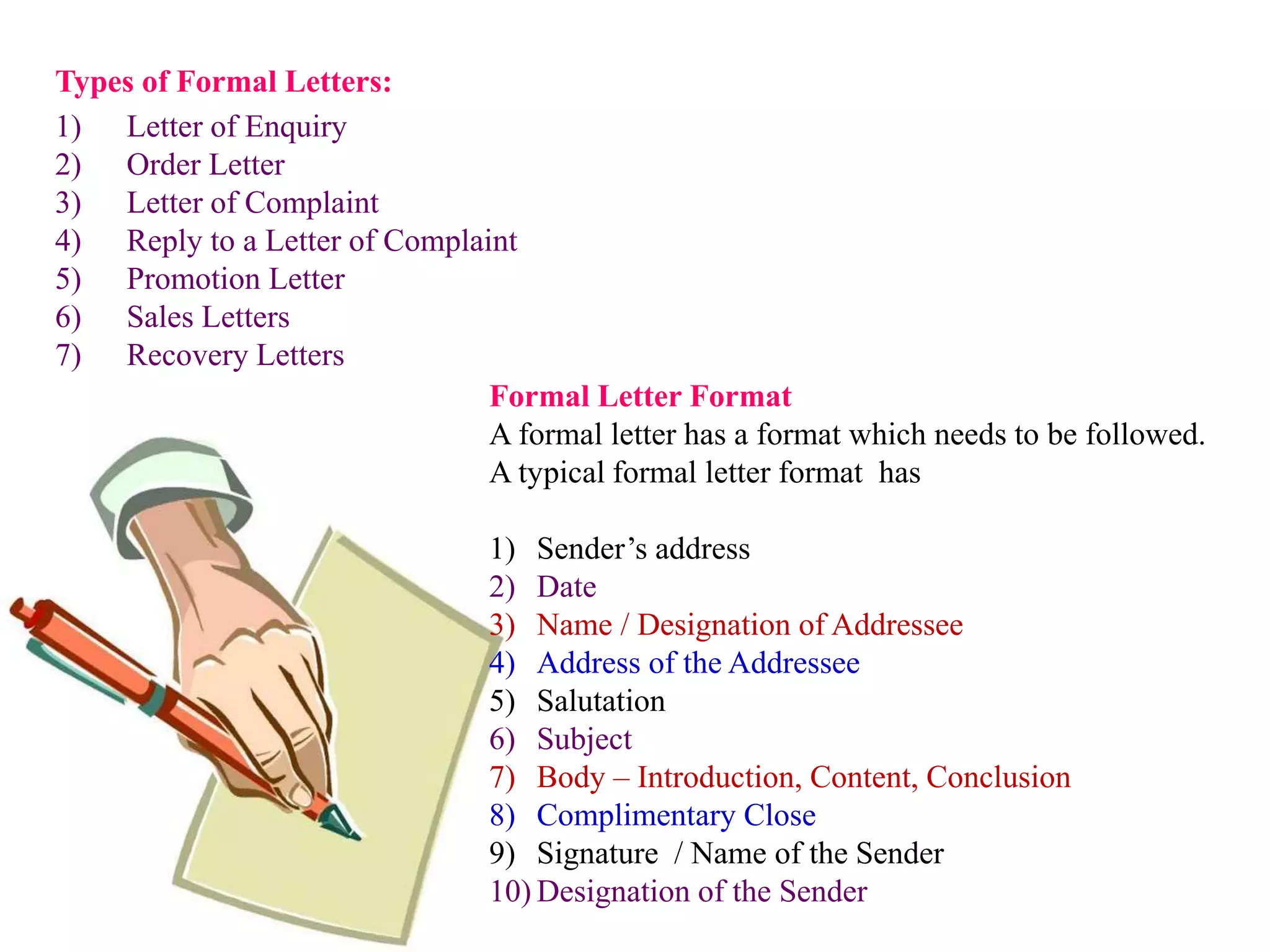 Letter writing formal letters and informal letters | PPTX