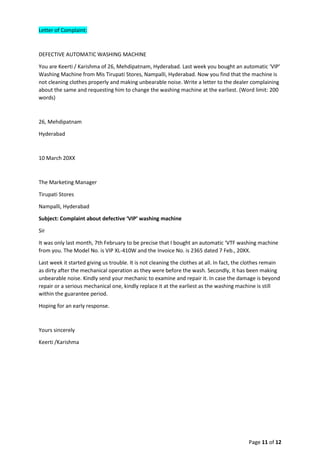 Letter Writing Guiding Material - Letter to Editor, Business Letters ...