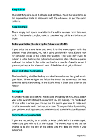 Letter Writing Guiding Material - Letter to Editor, Business Letters ...
