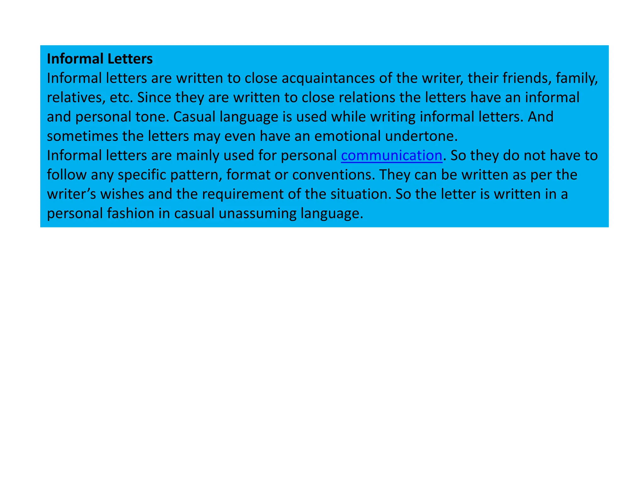 INFORMAL Letter writing ppt for class 6 | PPTX