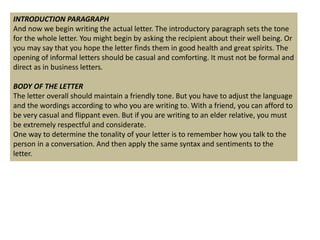 INFORMAL Letter writing ppt for class 6 | PPTX