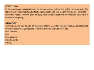 INFORMAL Letter writing ppt for class 6 | PPTX