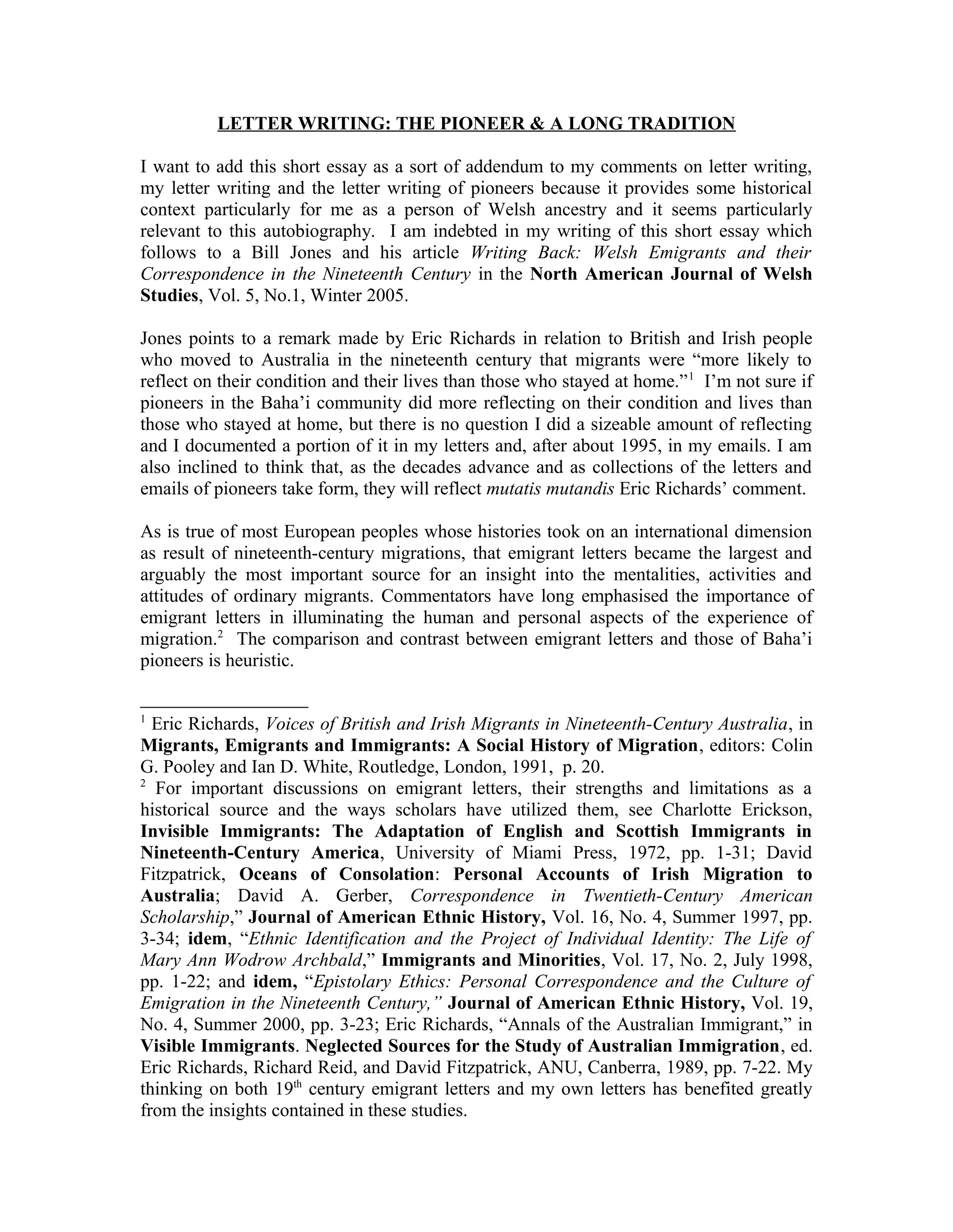 Letter Writing: Pioneering | DOC | Genealogy and Ancestry | Hobbies ...