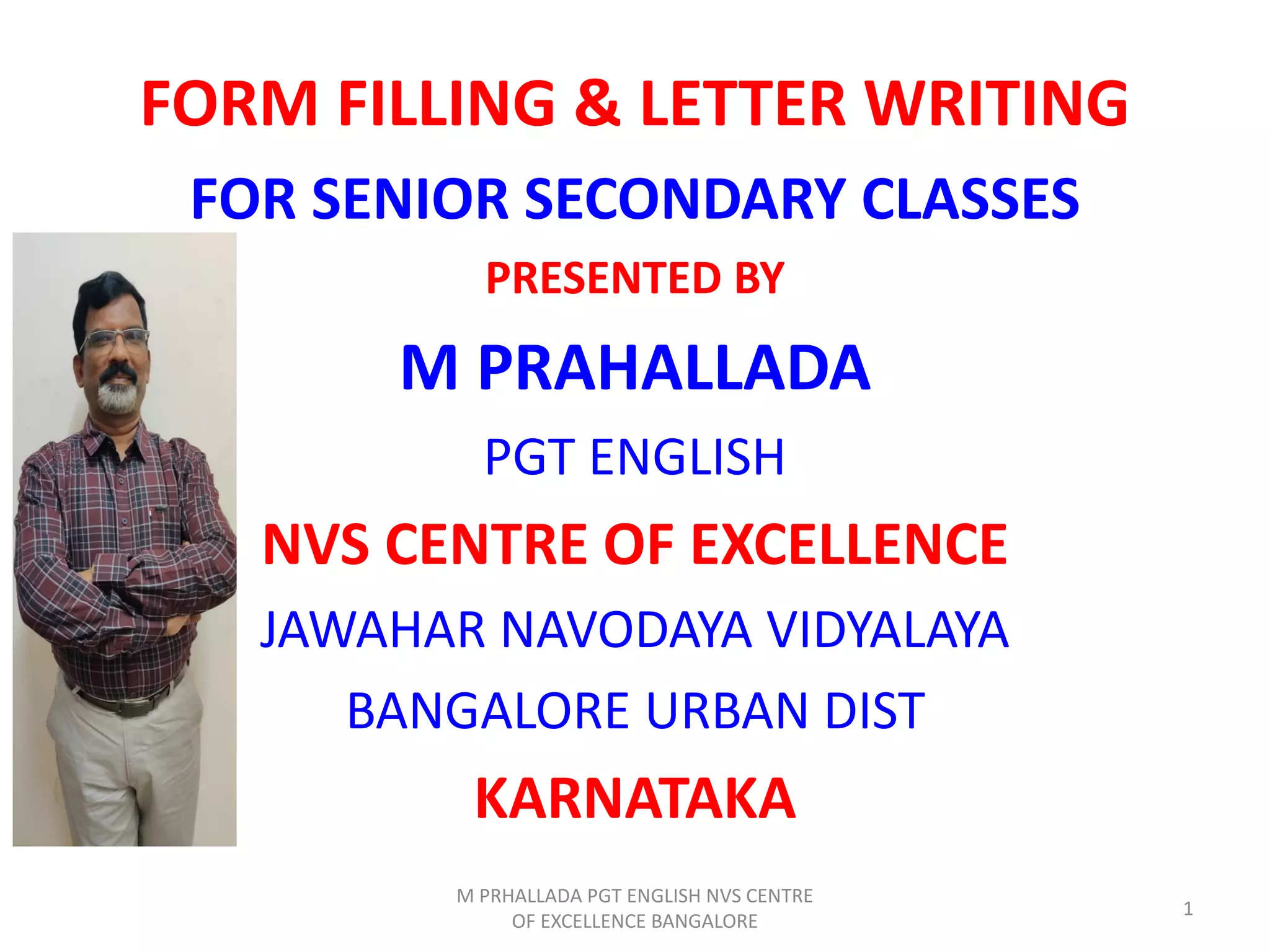 Letter Wrting, Resume, CV for senior secondary students by M Prahallada ...