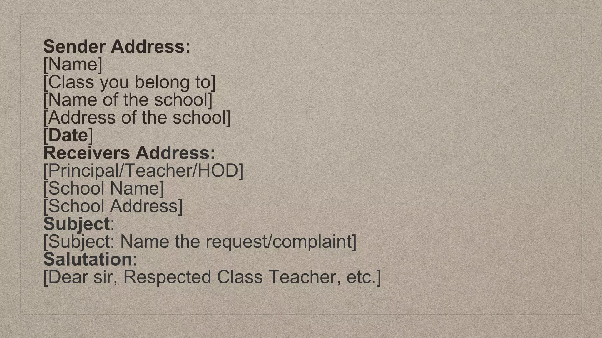 Letter writing to school authorities | PPTX