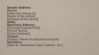 Letter writing to school authorities | PPTX