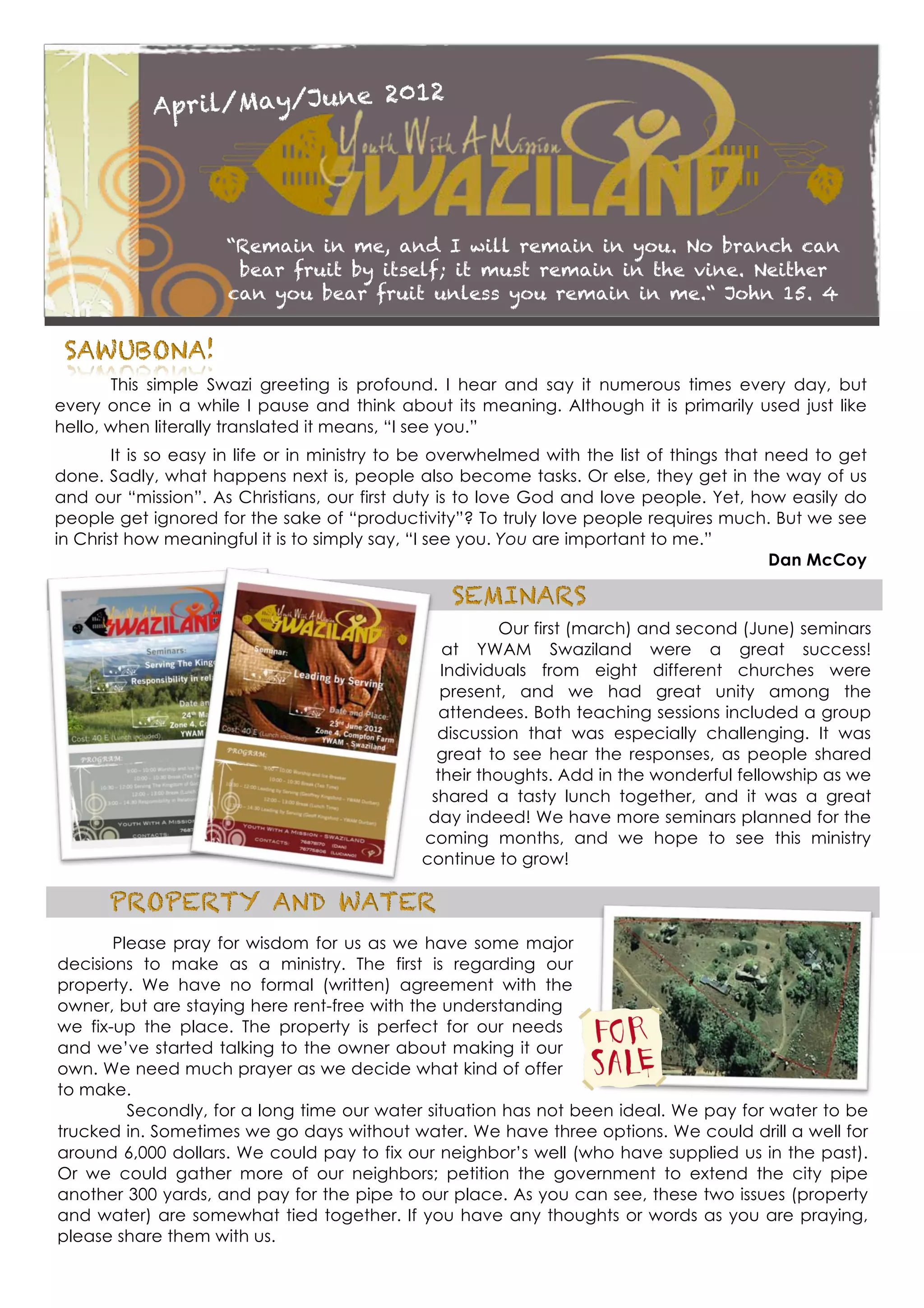 Letter ywam april june | PDF