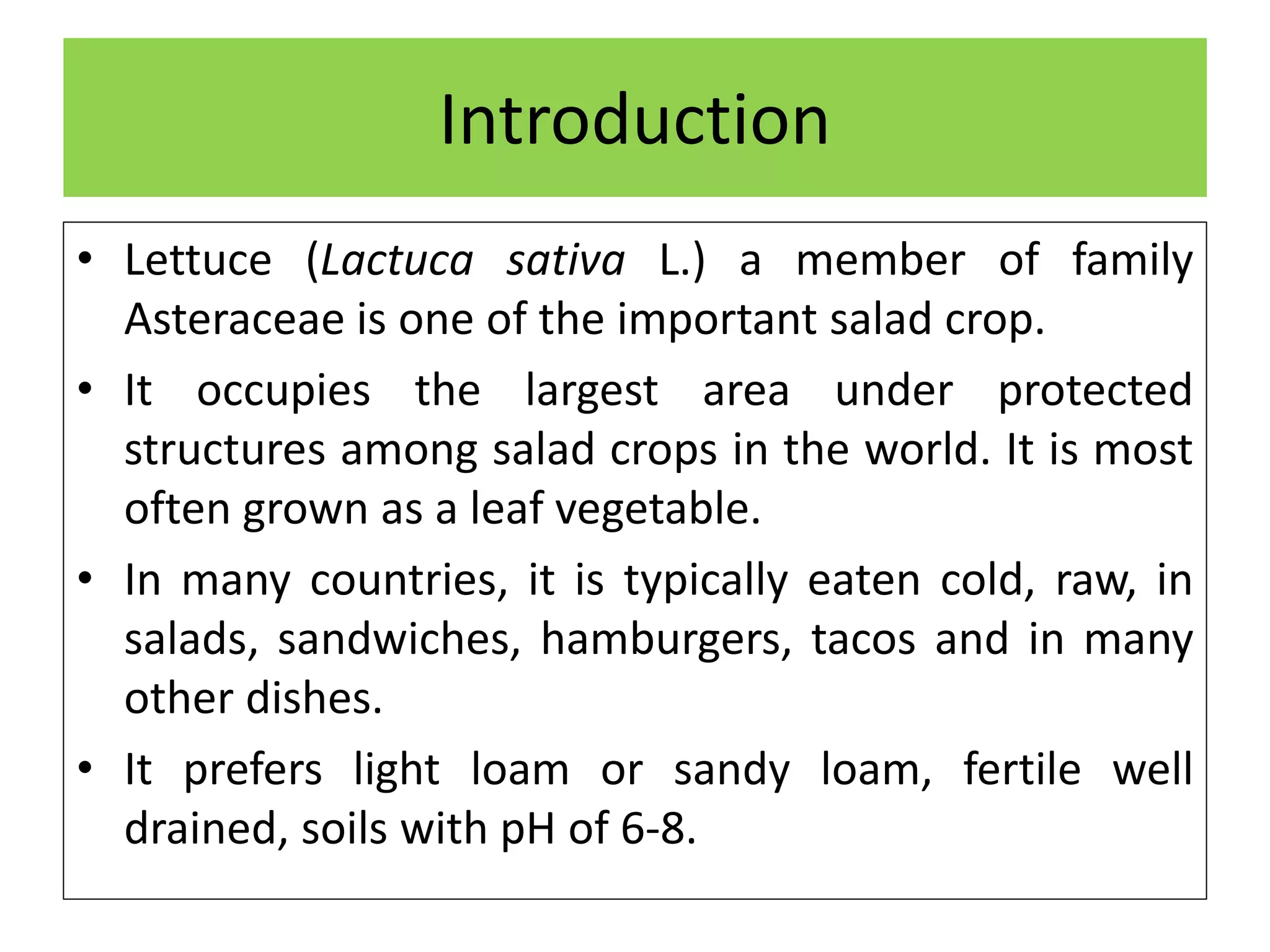 Production technology of Lettuce | PPT