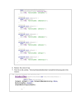 Leture5 exercise onactivities | PDF