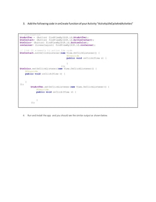 Leture5 exercise onactivities | PDF