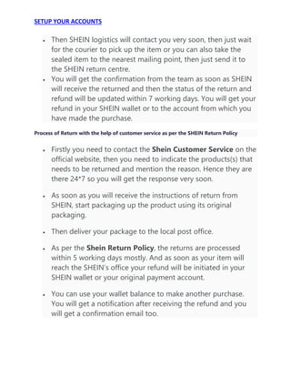 Let us know about shein return policy | PDF