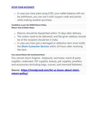 Let us know about shein return policy | PDF