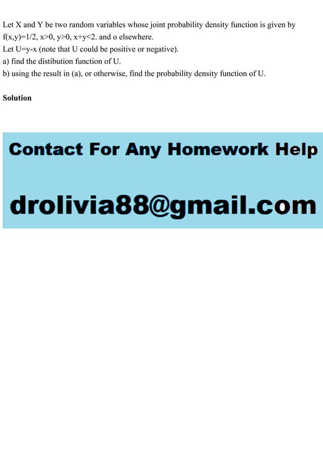 Let X and Y be two random variables whose joint probability density .pdf