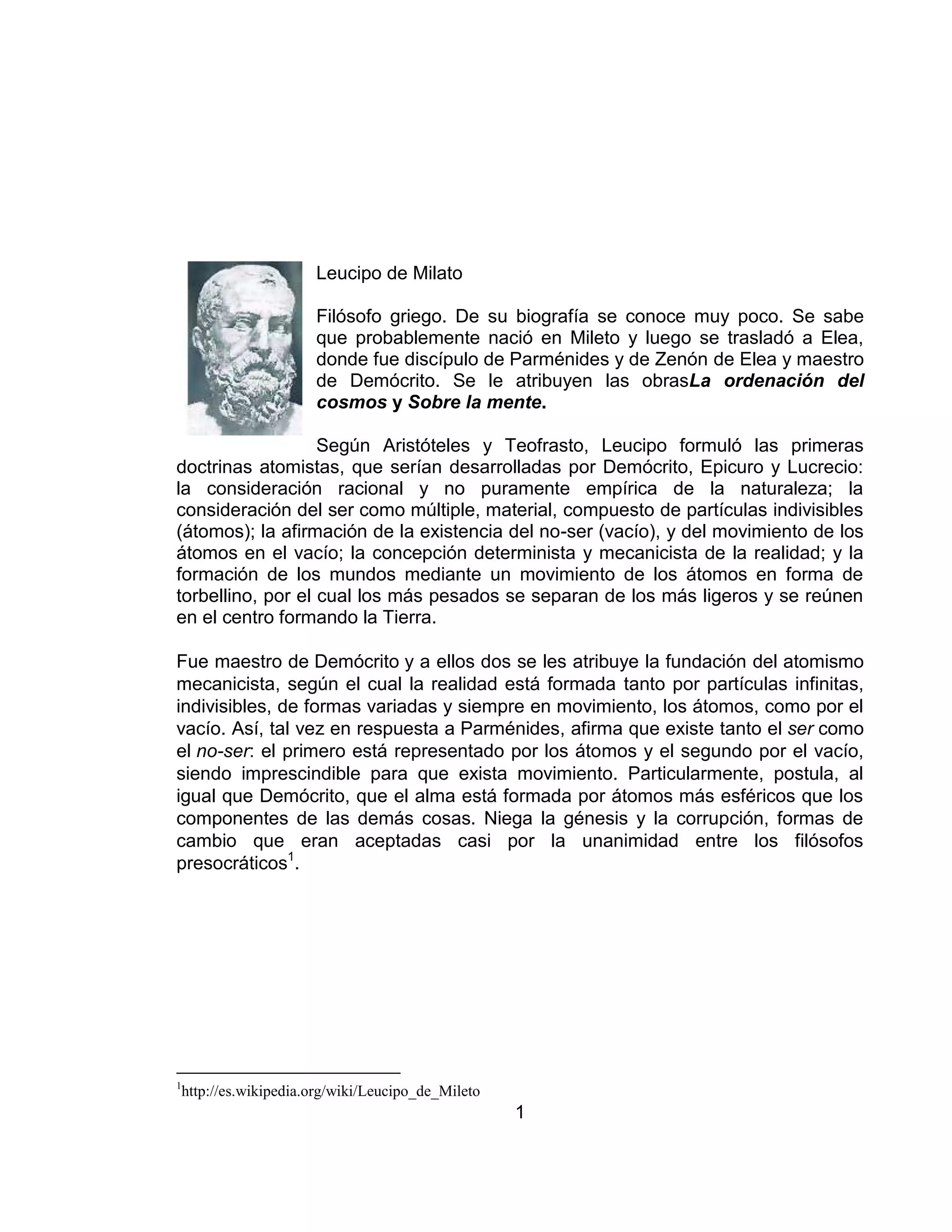 Leucipo y Democrito | DOCX