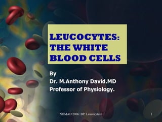 Leucocytes Physiology by Dr.M.Anthony David MD | PPT