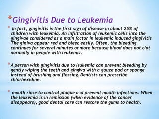 Leukaemia in periodontology | PPTX | Blood Disorders | Diseases and ...