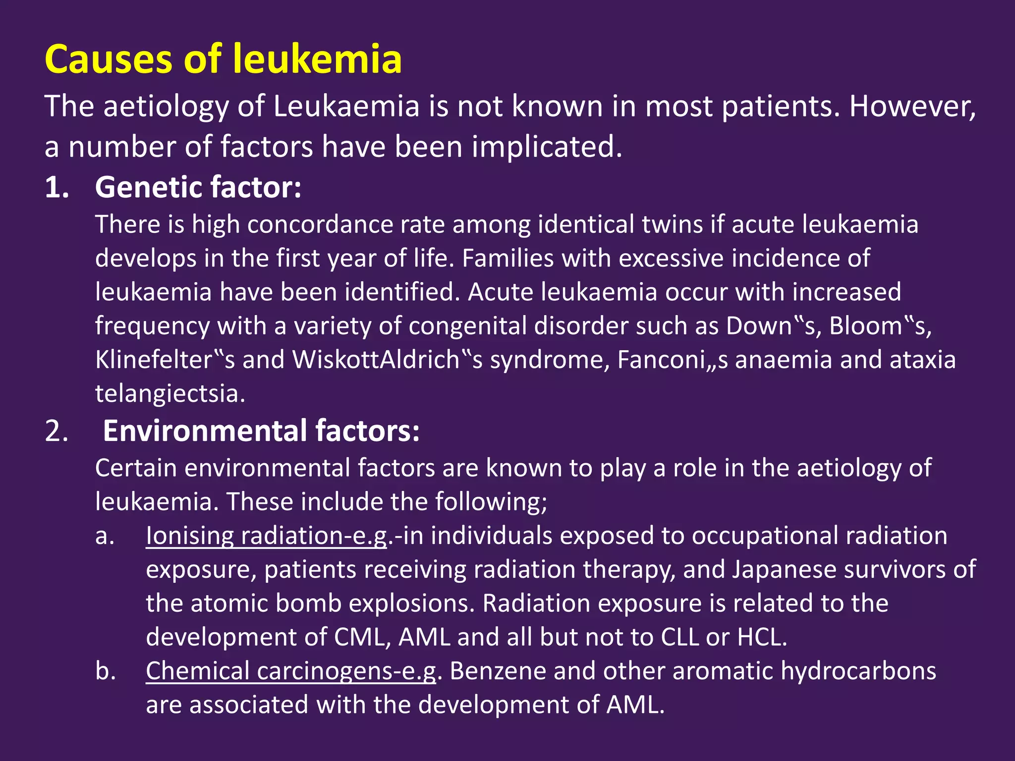 Leukemia , causes, clinical features, raktarbud | PPTX
