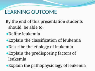 Nursing management of a patient with leukemia | PPTX
