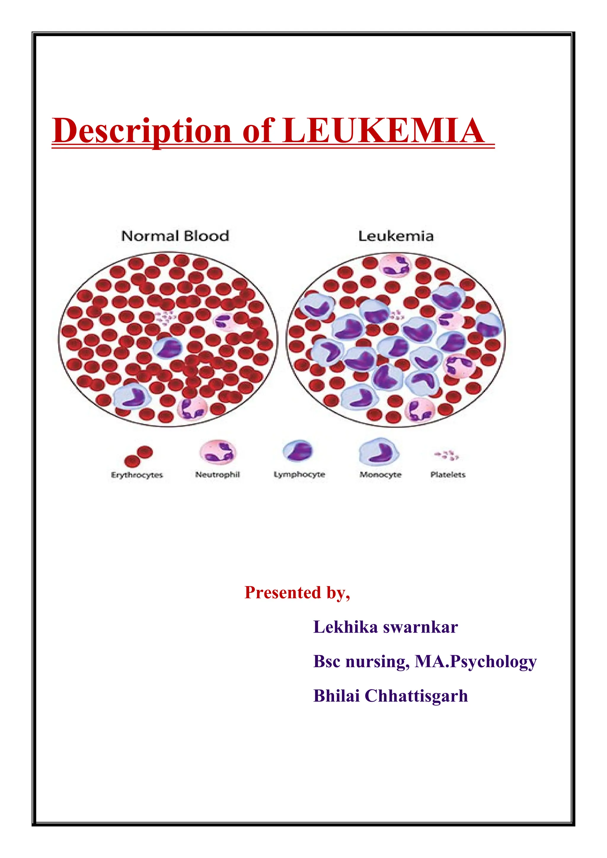 LEUKEMIA, Blood cancer, hematological cancer, hematologic cancer, Blood disorder | DOCX
