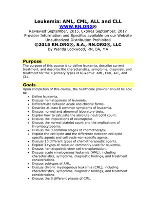 Leukemia_AML_CML_ALL_and_CLL.pdf blood disorders | PDF