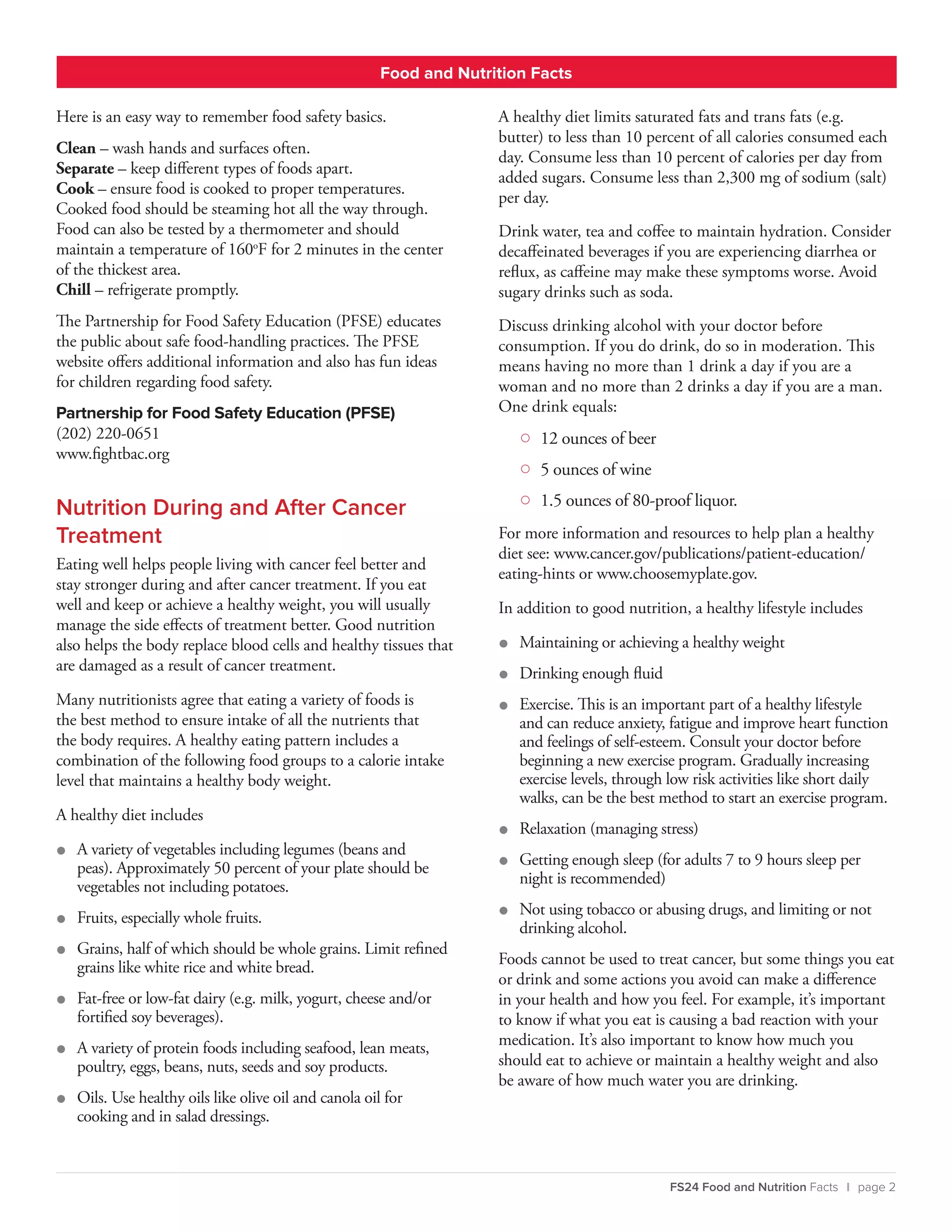 Leukemia & Lymphoma Society - Food & Nutrition facts | PDF