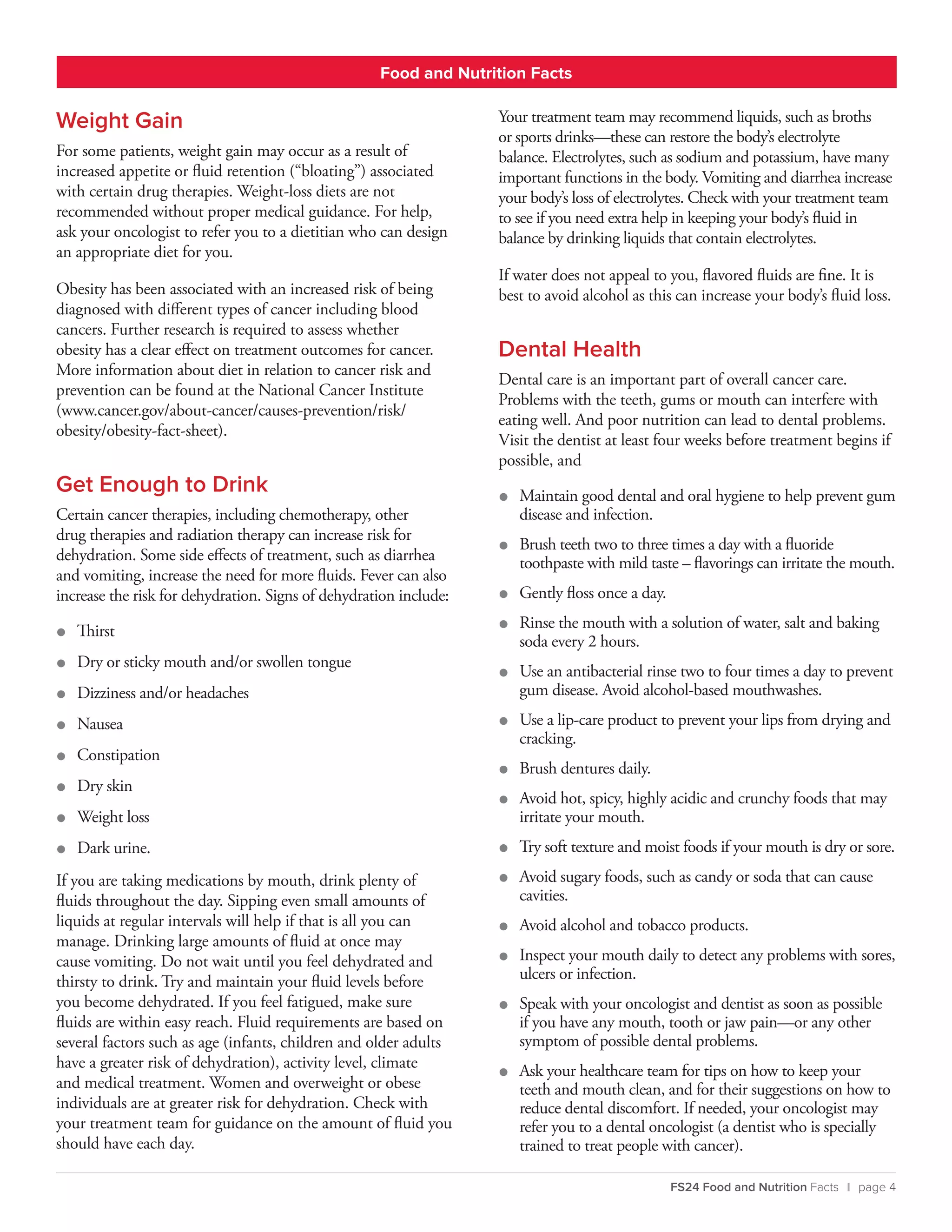Leukemia & Lymphoma Society - Food & Nutrition facts | PDF