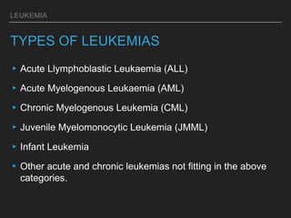 Leukemia in Pediatrics - Dr. Julius King Kwedhi | PPTX