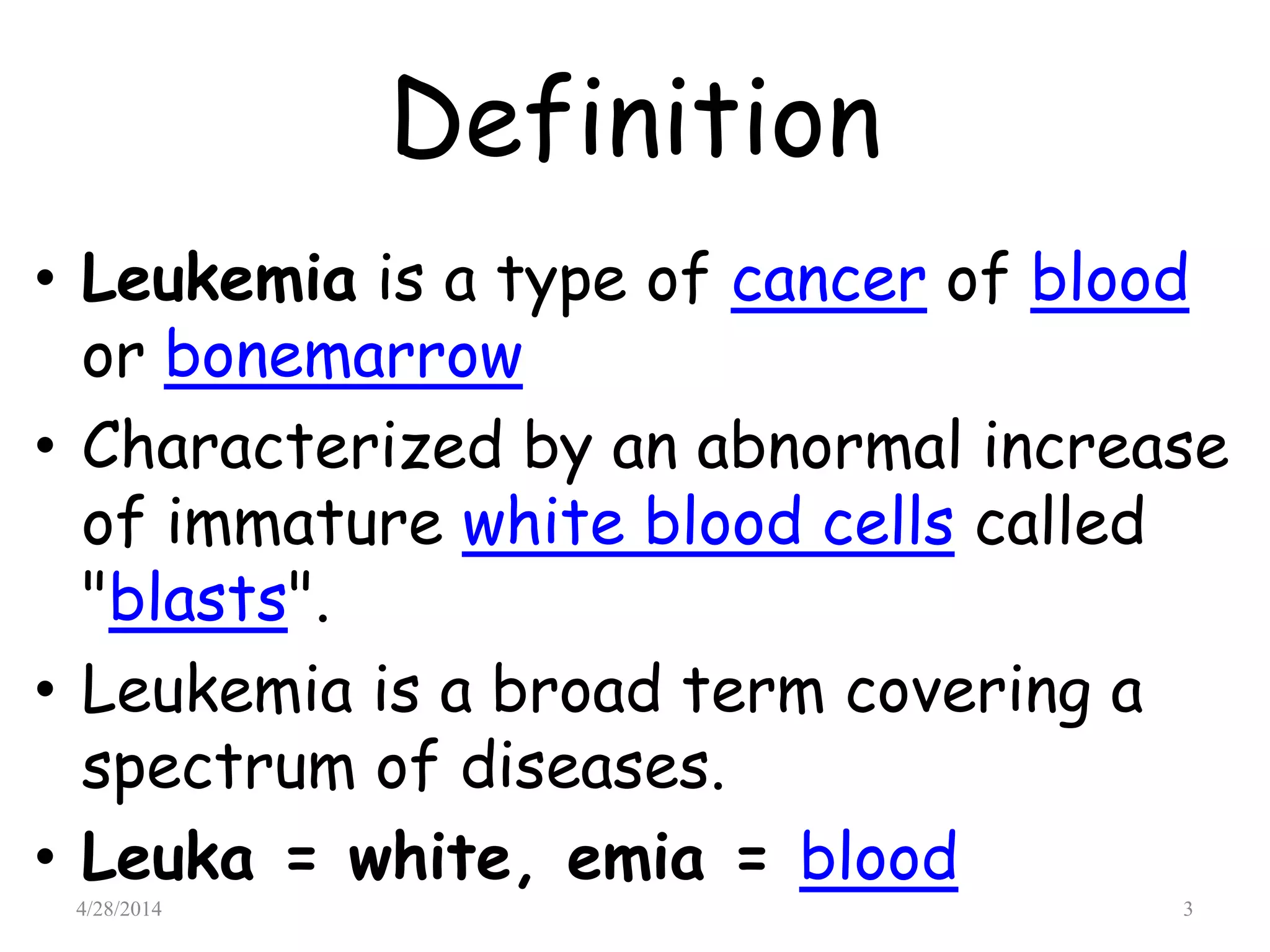 Leukemias in children | PPTX