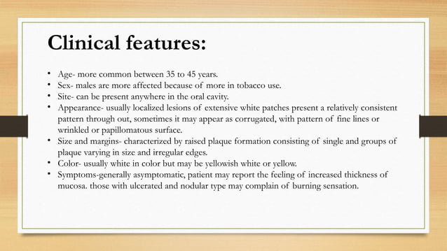 LEUKOPLAKIA presentation for dental student | PPT