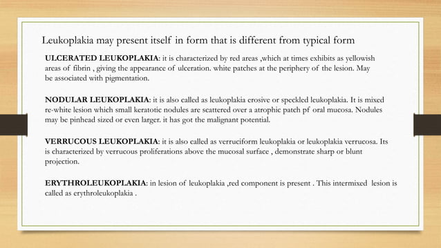 LEUKOPLAKIA presentation for dental student | PPT