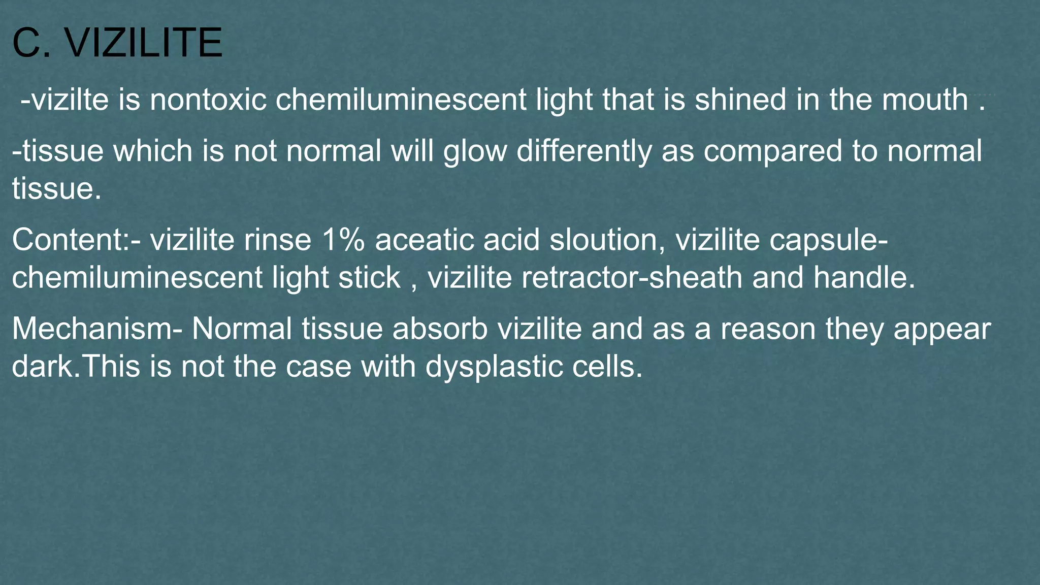 Leukoplakia (case presentation) and investigation of premalignant ...