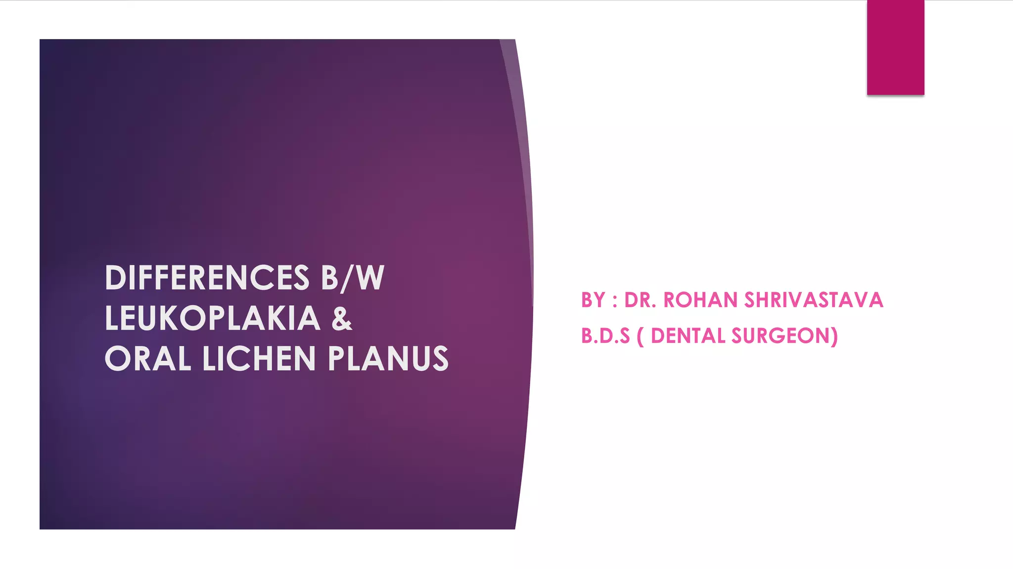 Leukoplakia vs lichen planus. | PDF