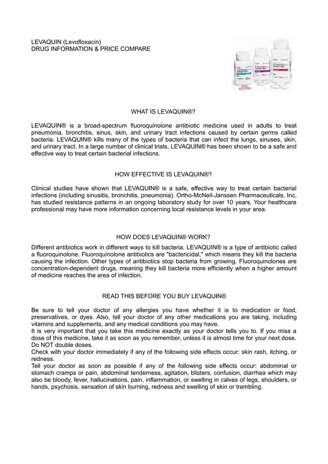Levaquin | PDF | Infectious Diseases | Diseases and Conditions