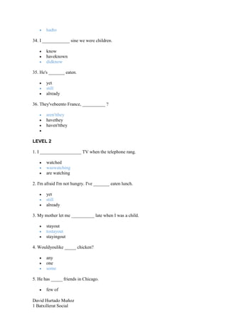 Activities Level 1 and level 2 | PDF