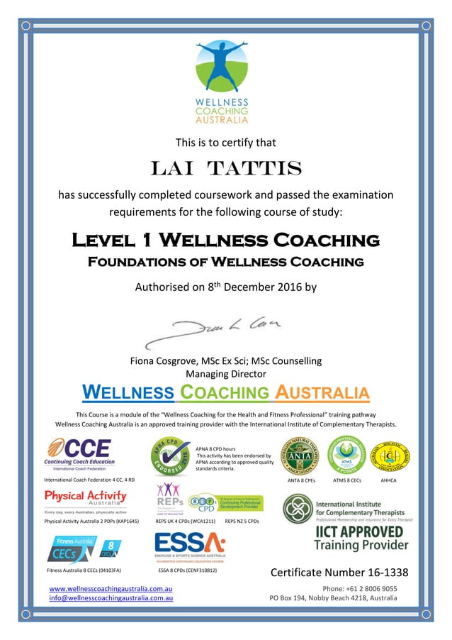 Level 1 Wellness Coach | PDF