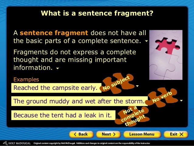 Grammar Notes Sentence Fragments