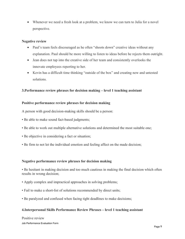 Level 1 teaching assistant performance appraisal | PDF