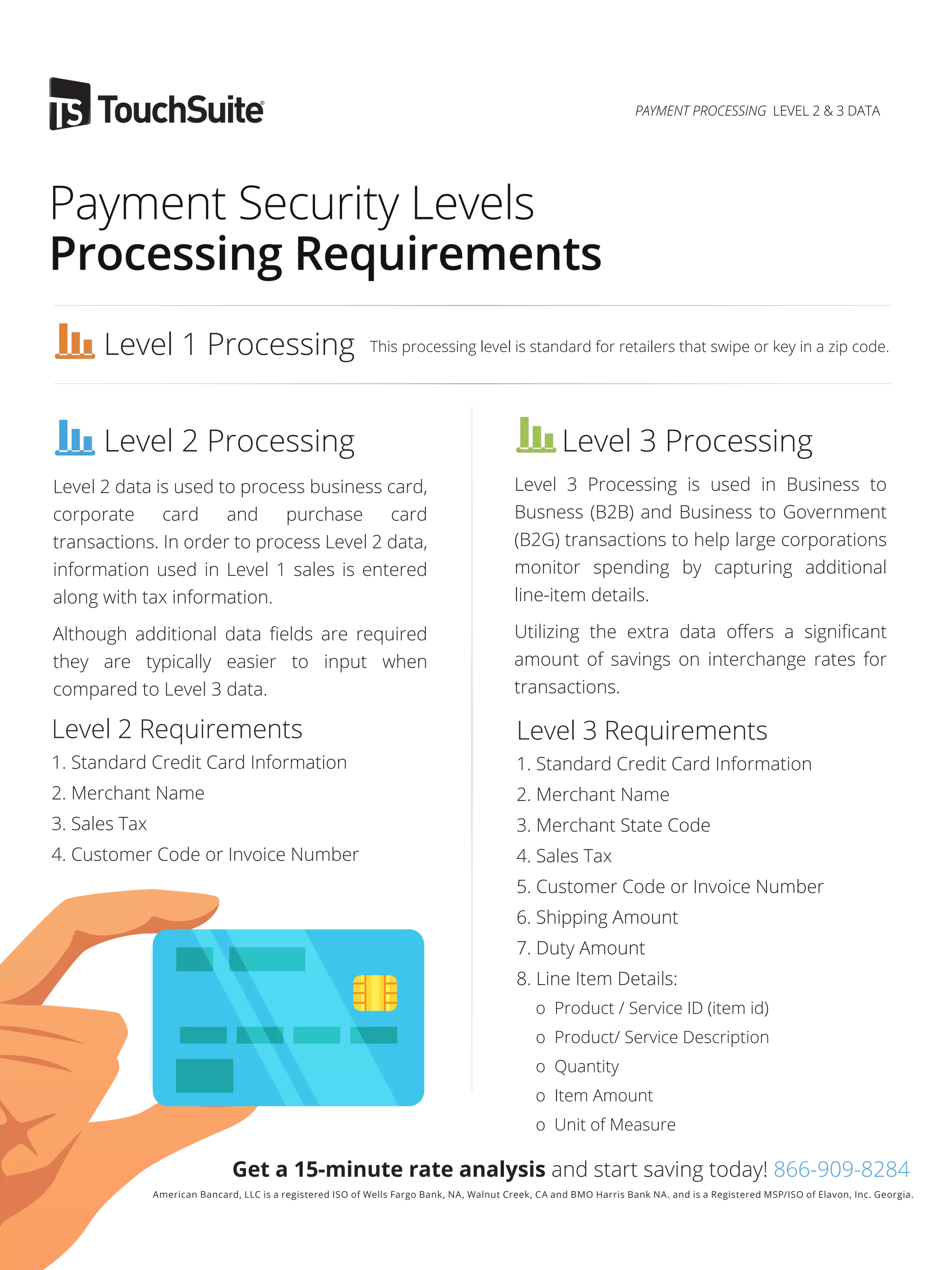 Level 2 and Level 3 Credit Card Processing with TouchSuite | PDF