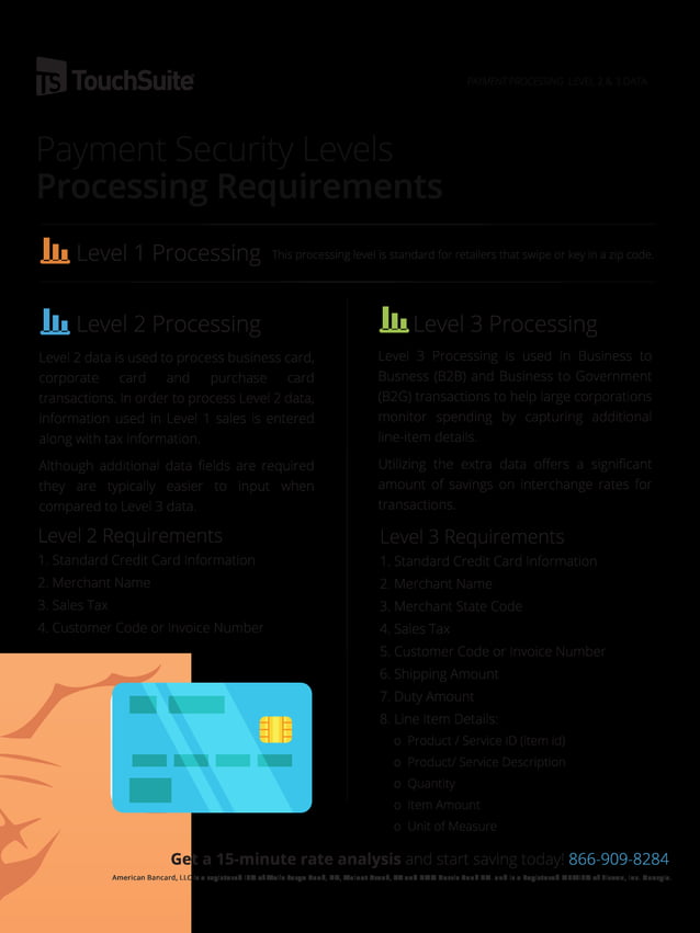 Level 2 and Level 3 Credit Card Processing with TouchSuite | PDF
