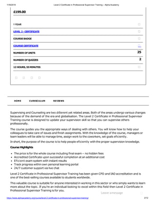 Level 2 Certificate in Professional Supervisor Training – Alpha Academy ...