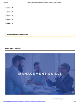 Level 2 Certificate in Professional Supervisor Training – Alpha Academy ...