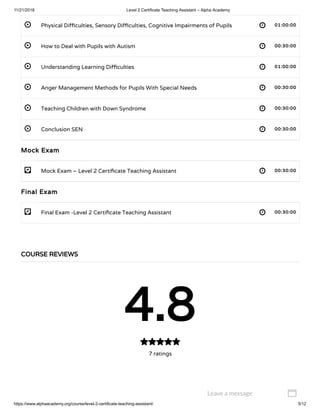 Level 2 certificate teaching assistant - Alpha Academy | PDF