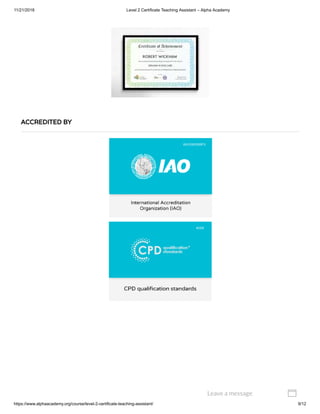 Level 2 certificate teaching assistant - Alpha Academy | PDF